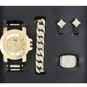 Accessories | Iced Out Set Earrings Bracelet Watch Ring | Poshmark